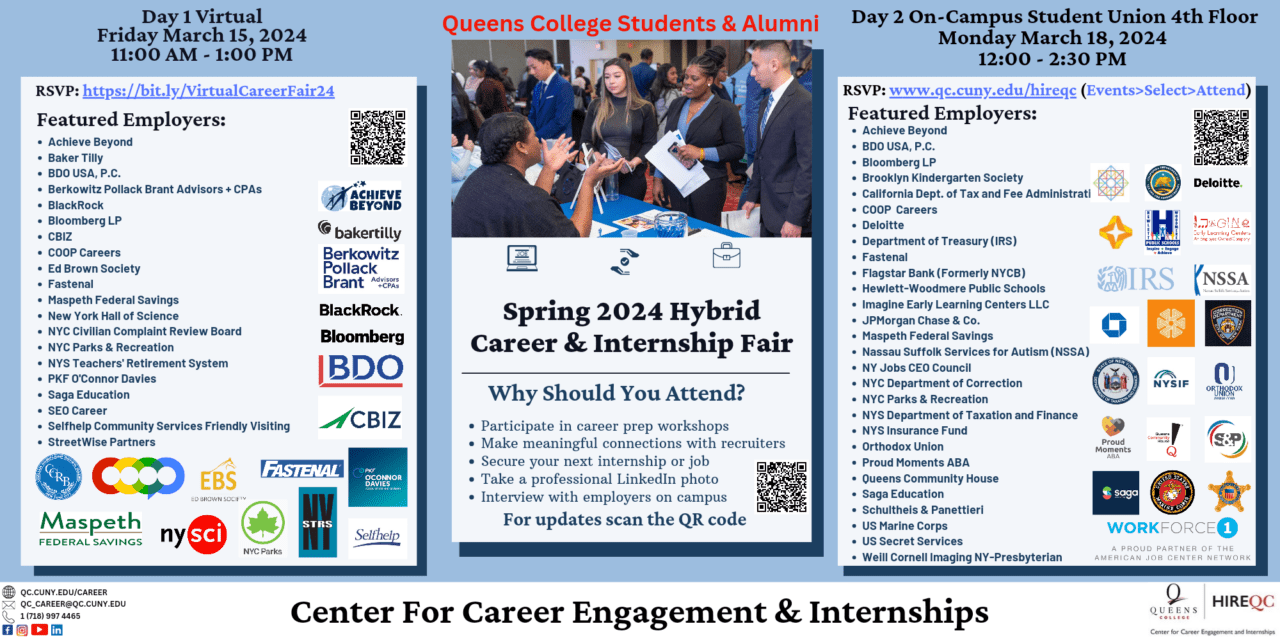 Spring 2024 Hybrid Career & Internship Fair - Center for Career Engagement and Internships