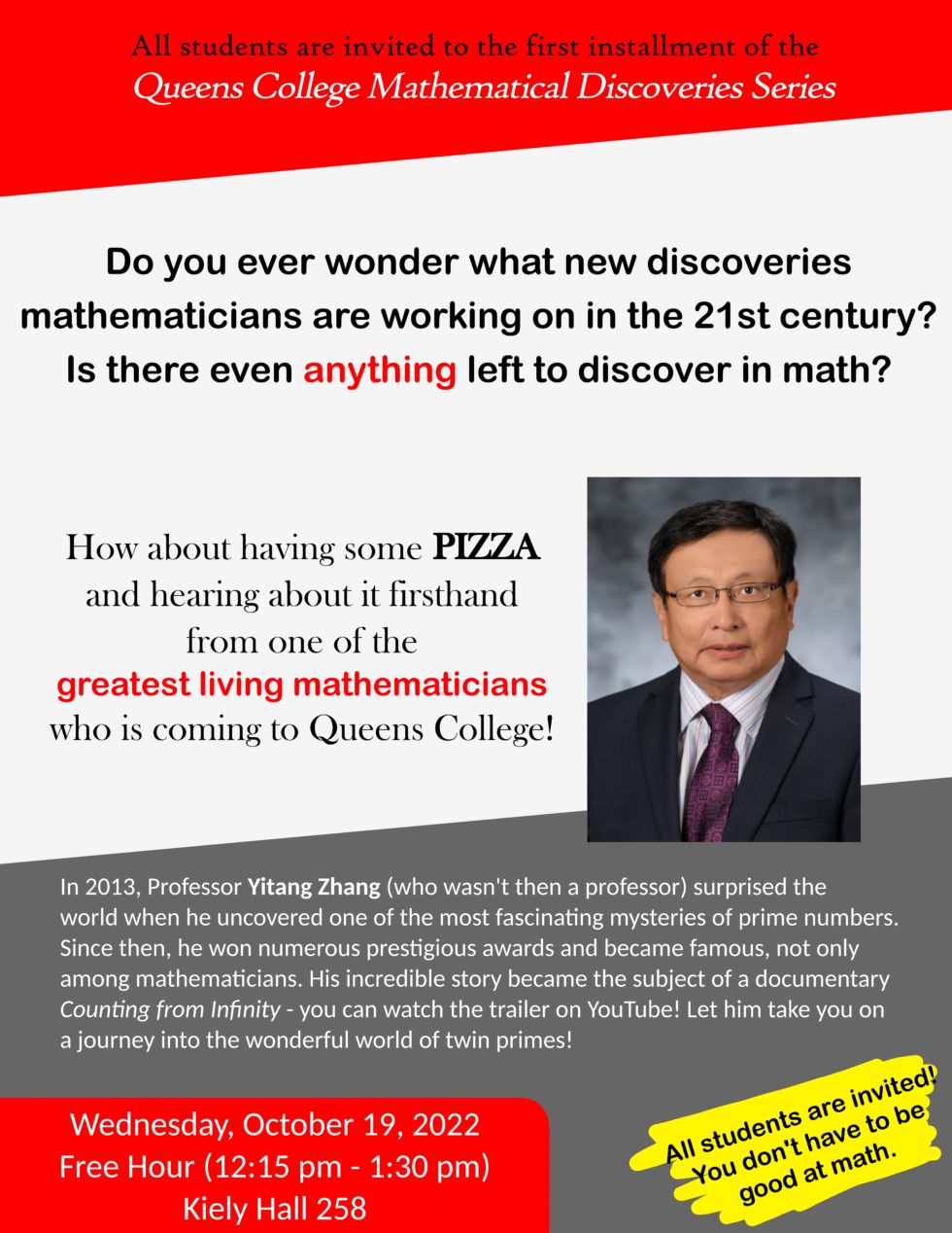 Yitang Zhang visits Queens College - Math